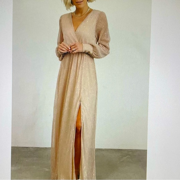 Dresses | New Sparkle Puff Long Sleeve Chiffon V Neck Aline Gown With ...